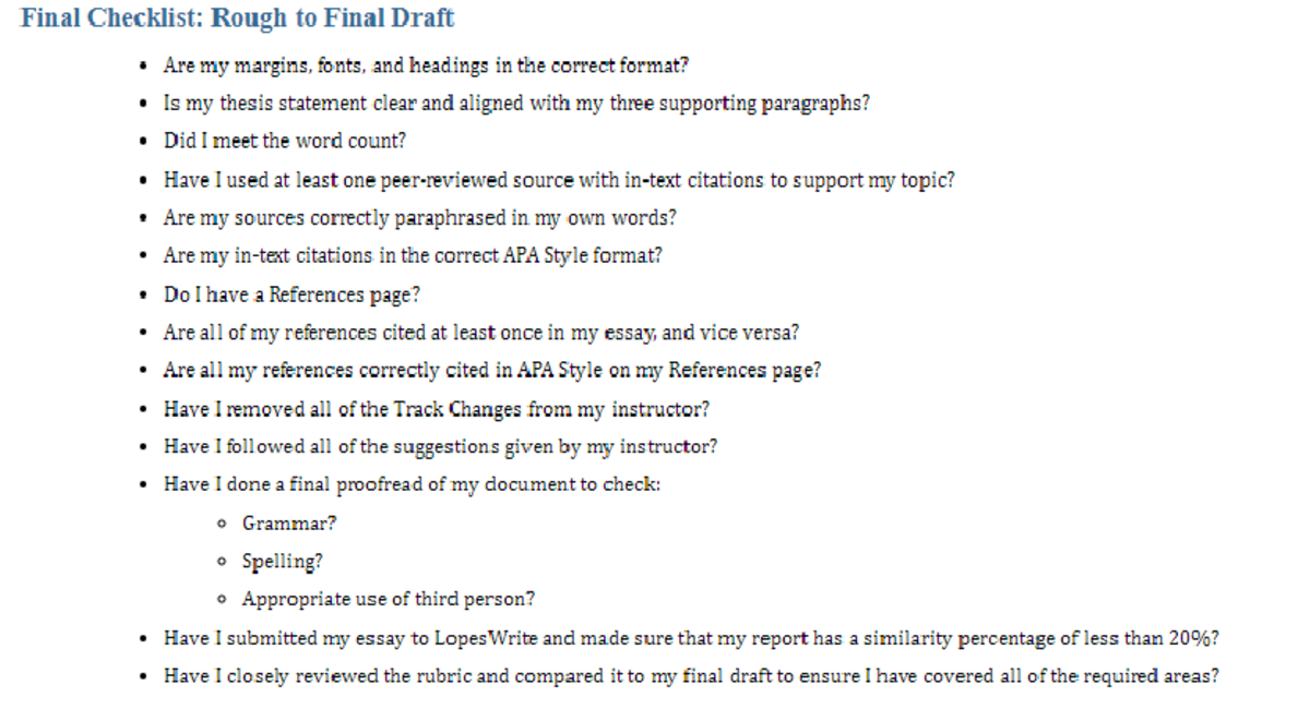 Final Checklist Rough to Final Draft - Studocu