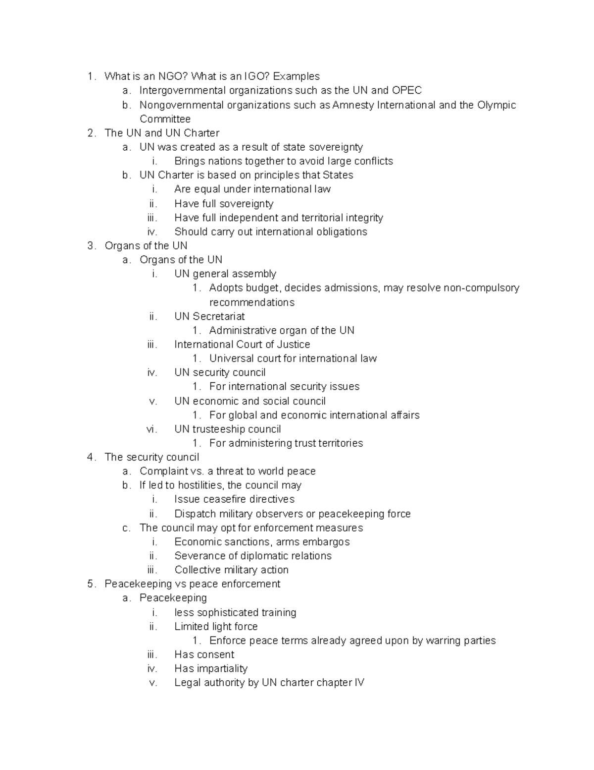 Final Study Guide - Professor Mobydeen - What is an NGO? What is an IGO ...