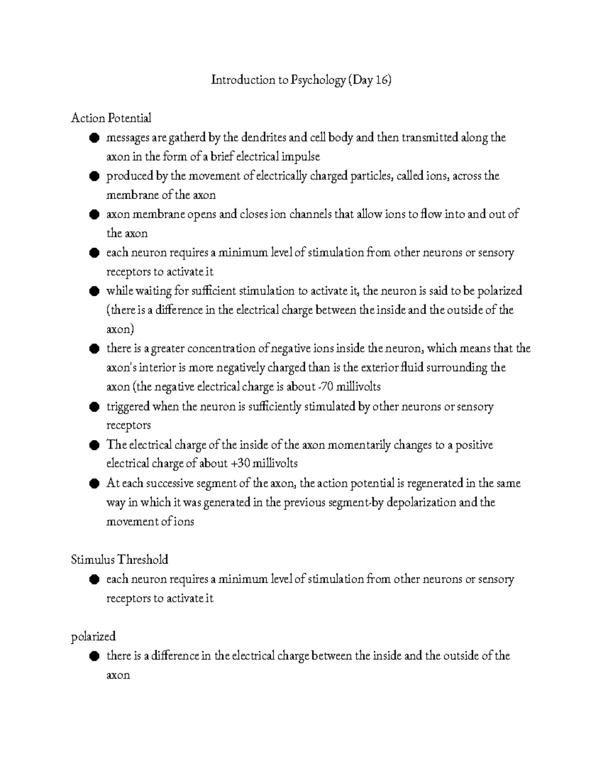 Introduction to Psychology (Day 16) - StuDocu