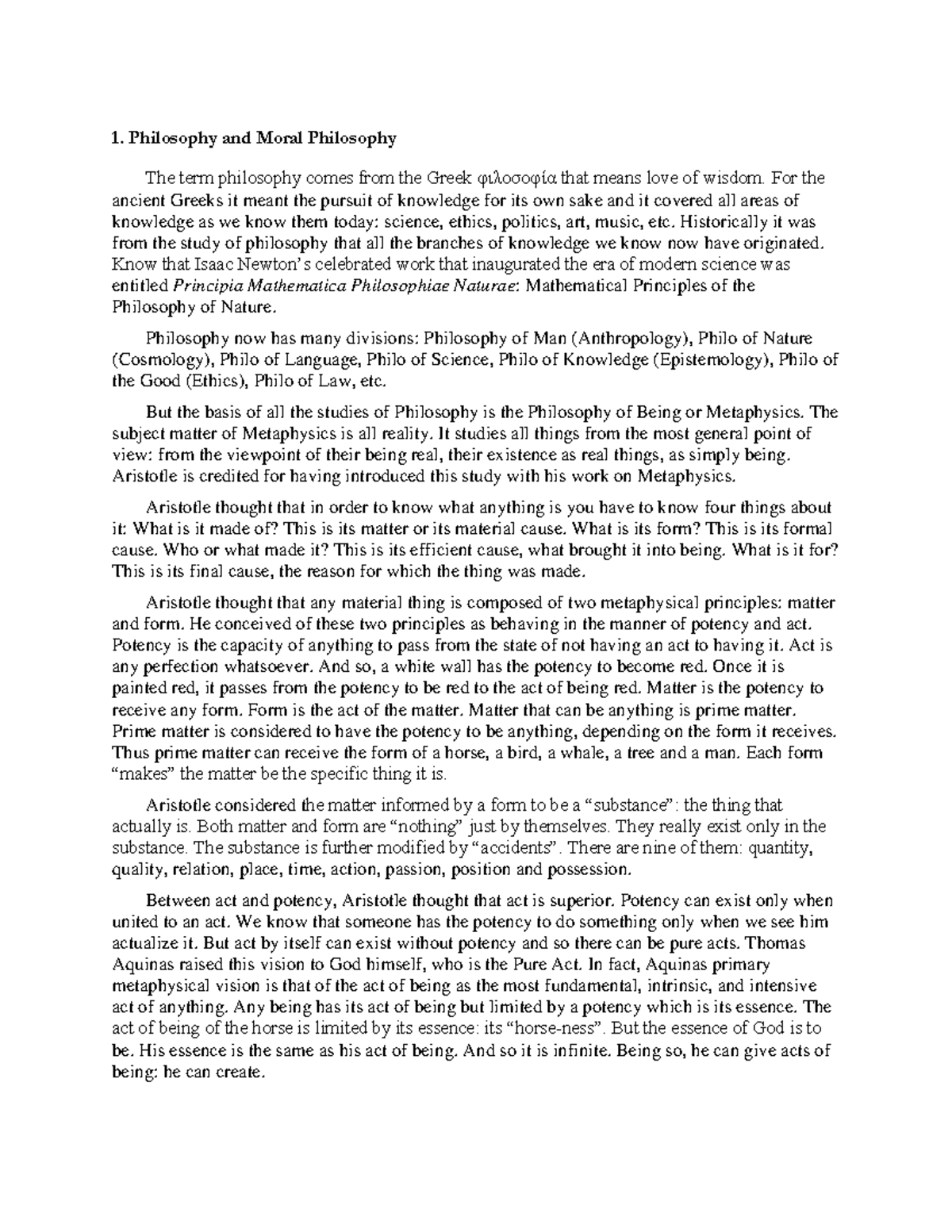 PHILOSOPHY AND MORAL PHILOSOPHY NOTES - Philosophy and Moral Philosophy ...
