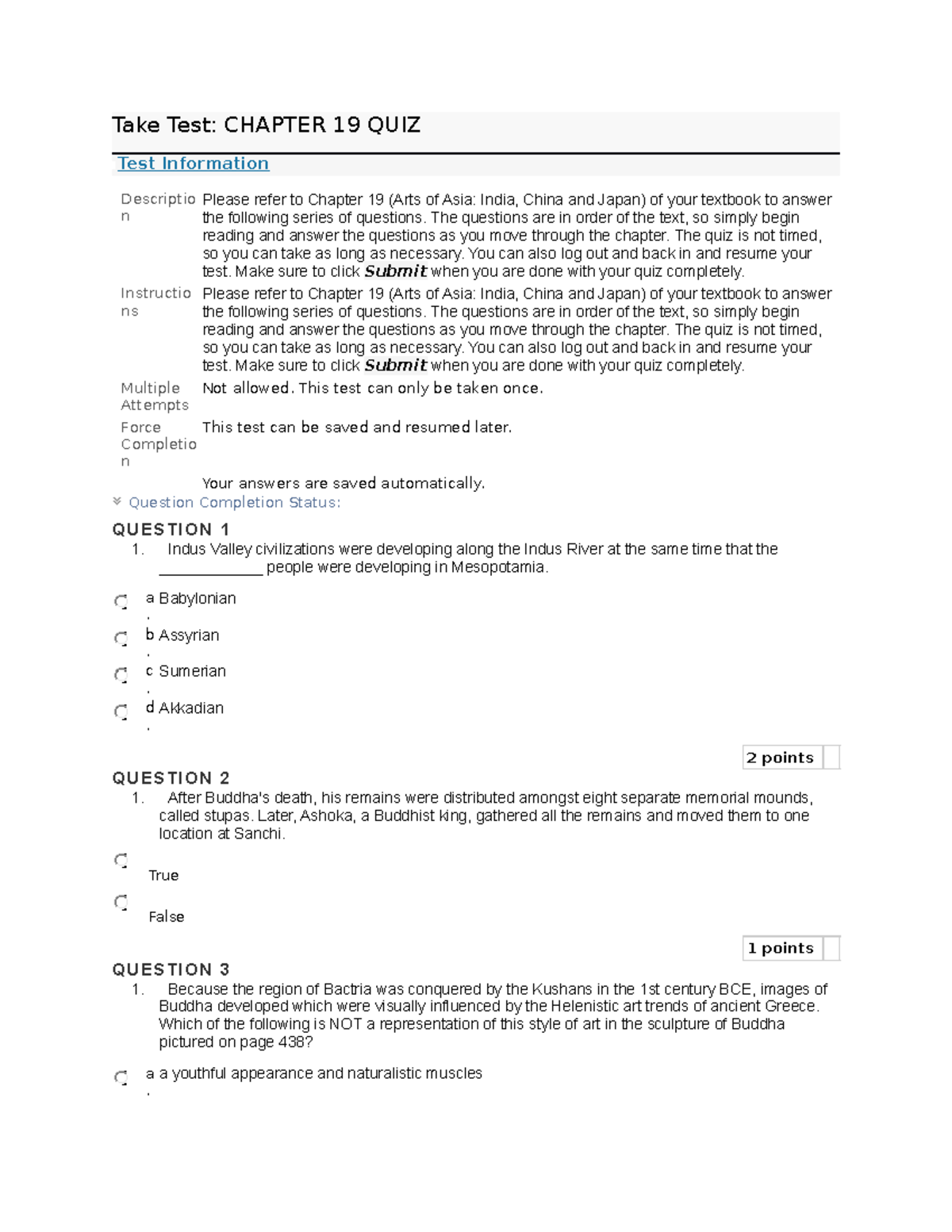 Quiz 19 - fff - Take Test: CHAPTER 19 QUIZ Test Information Descriptio ...