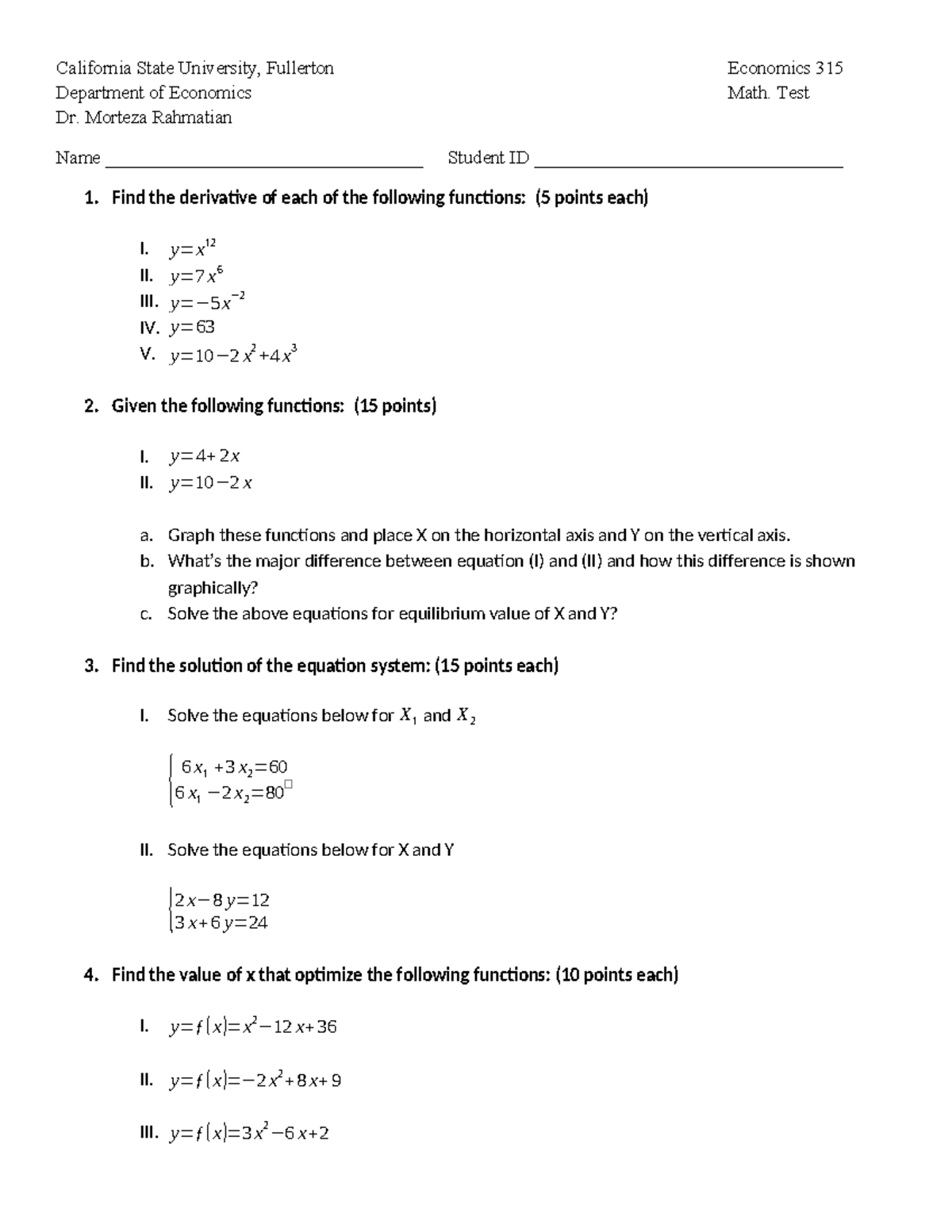 Math Exam - The math you need to know - California State University ...