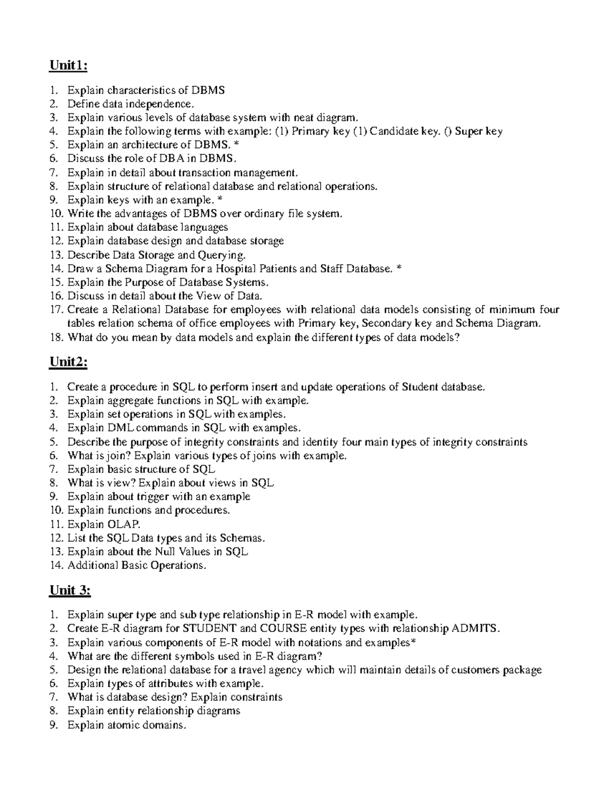 Dbms-1 - Good shot nodes - Unit1: Explain characteristics of DBMS Define data independence ...