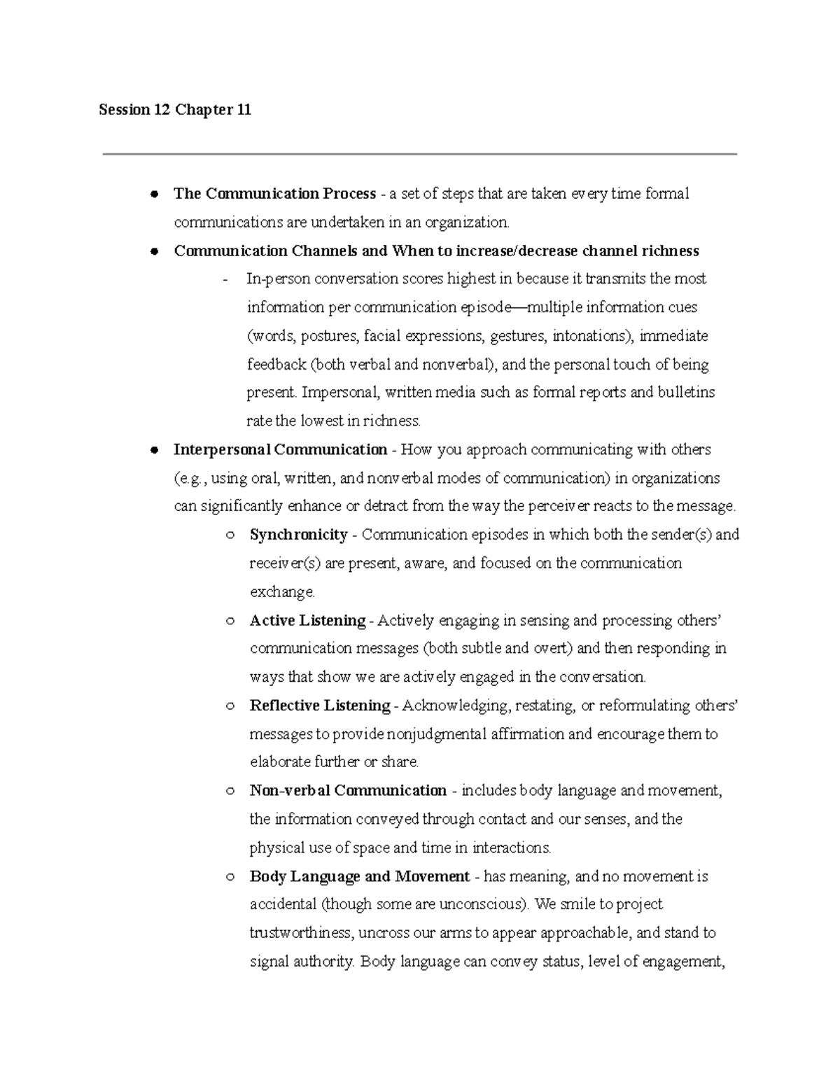 Session 12 Chapter 11 - Session 12 Chapter 11 The Communication Process ...