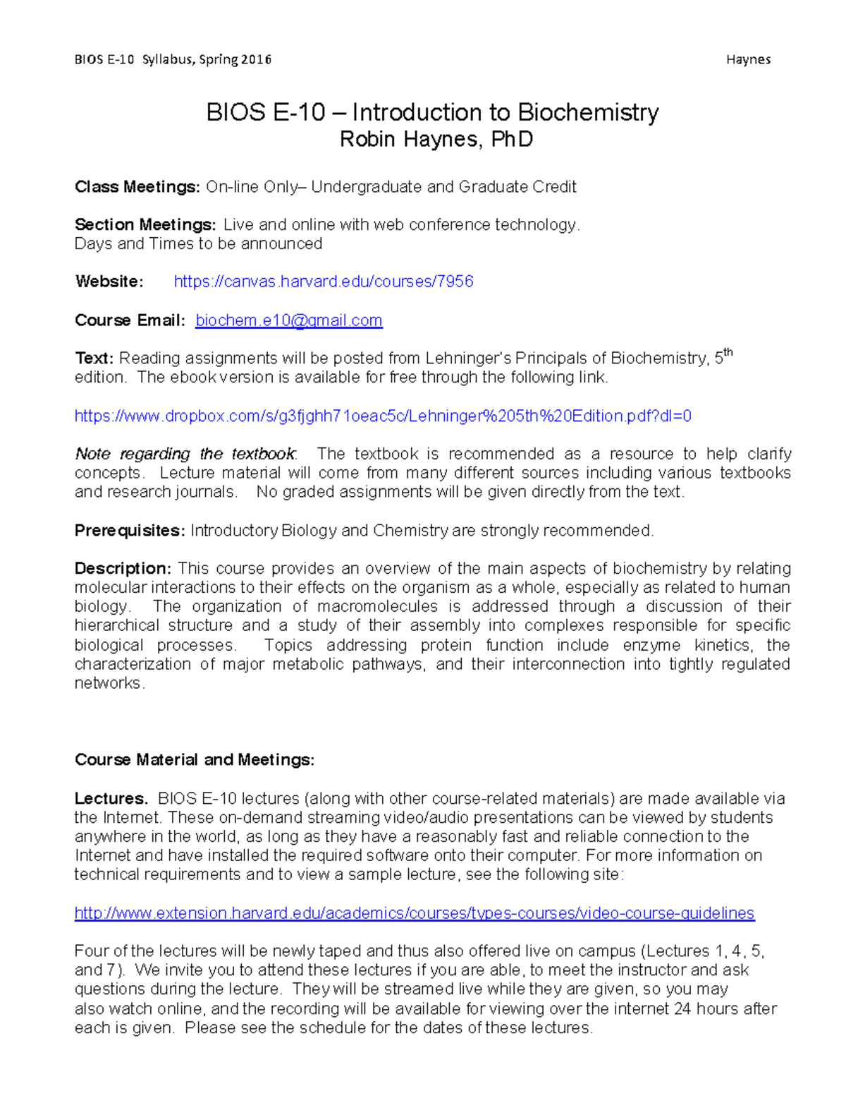 BIOS E-10 Syllabus Spring 2016 Final 2 copy - BIOS E-10 – Introduction ...