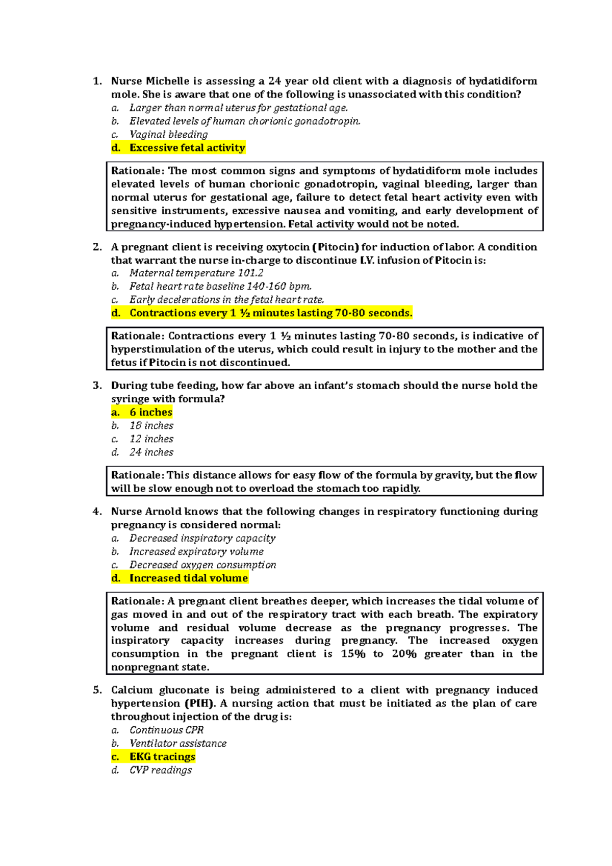 Mother AND Child Reviewr - Nurse Michelle is assessing a 24 year old ...