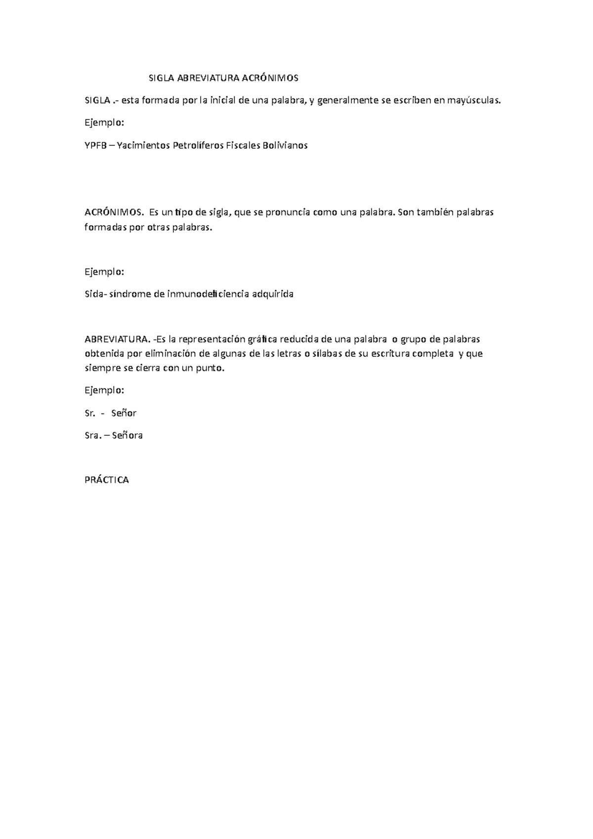 Sigla Abreviatura Acrónimos tema de lenguaje primero - SIGLA ...