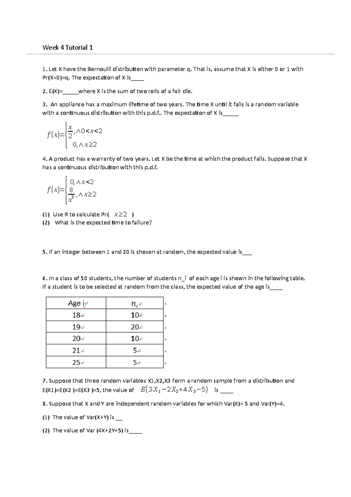 AB1202 Week 4 Clone Question - Week 4 Tutorial 1 Let X have the ...