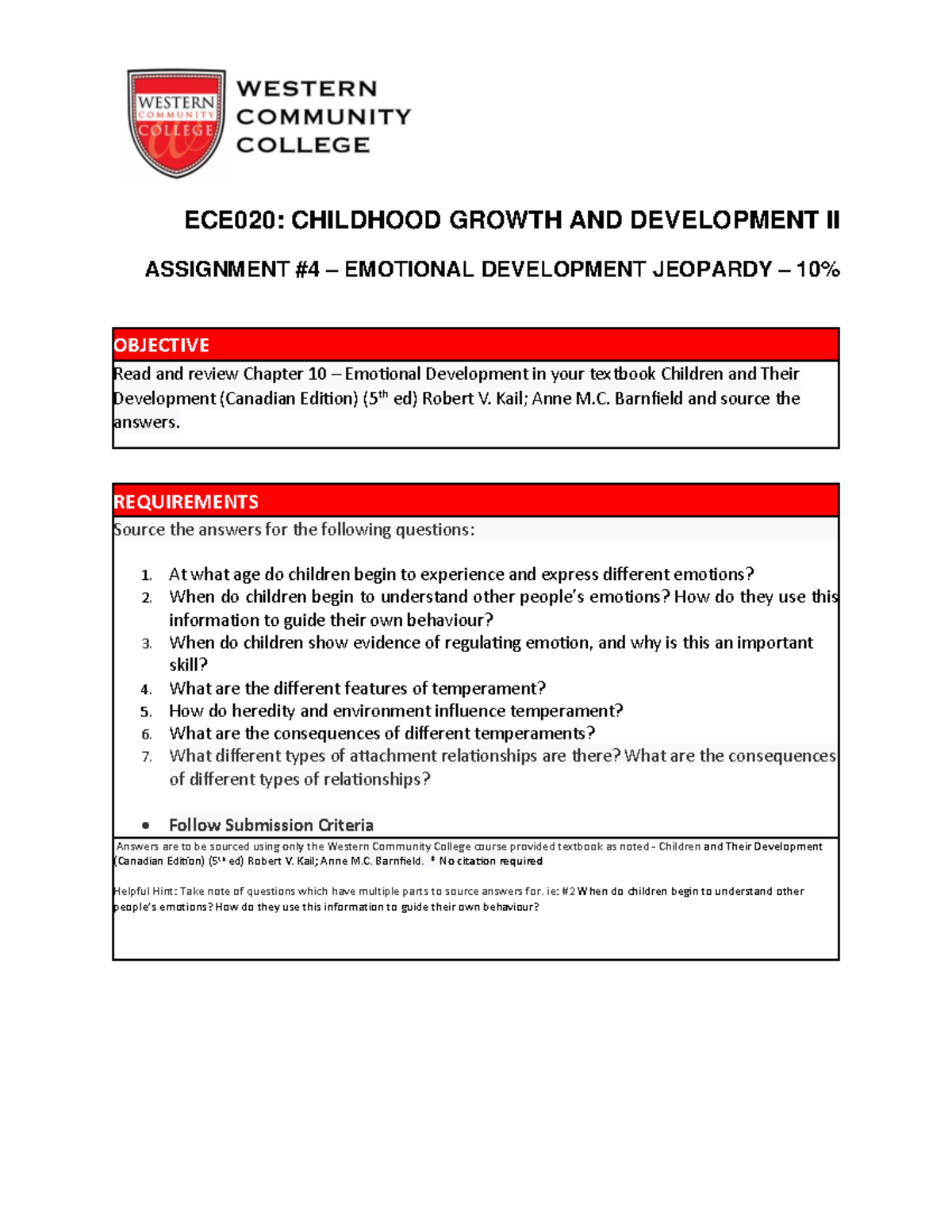 ECE020 - Assignment 4 - Emotional Development Jeopardy - ECE0 2 0 ...