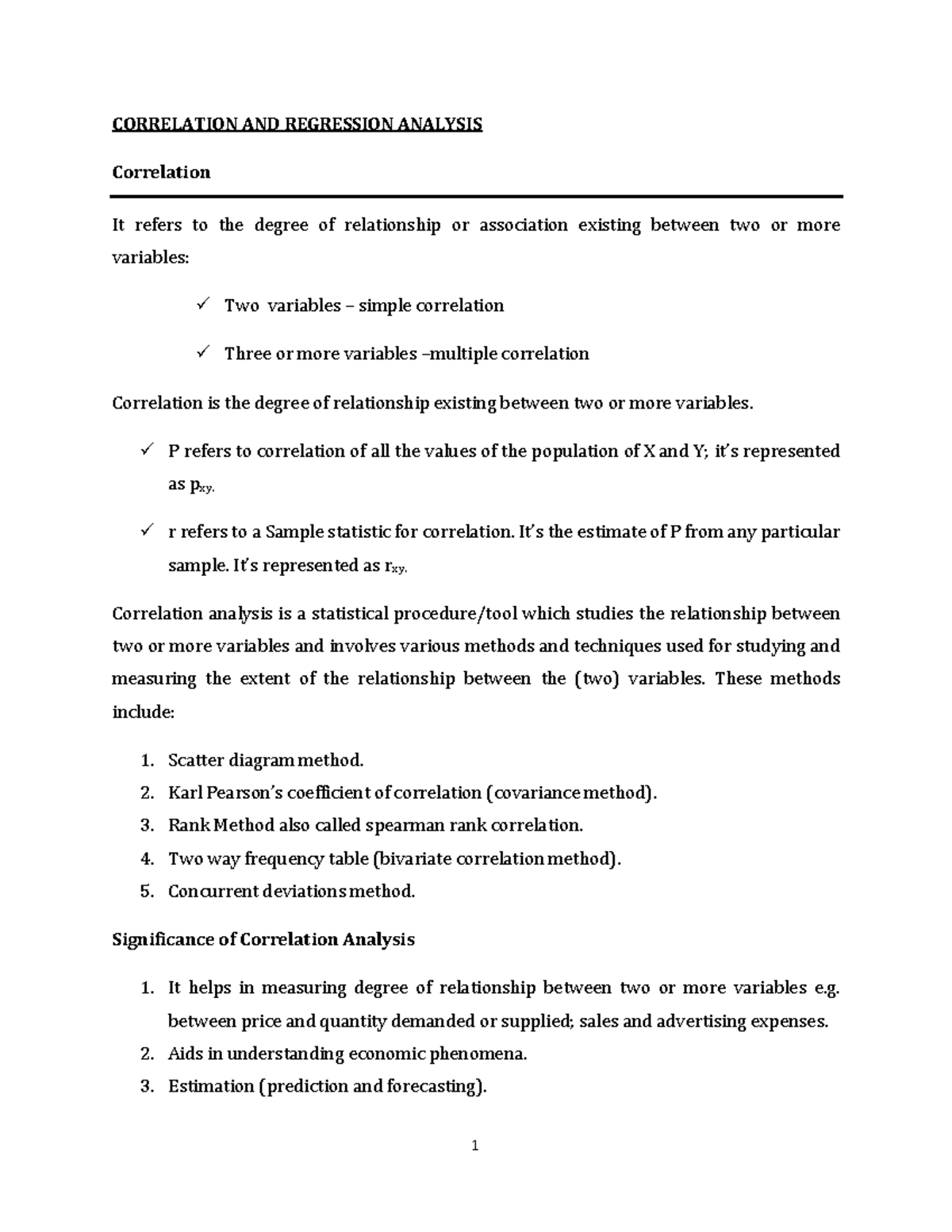 Correlation AND Regression 2015 - ####### CORRELATION AND REGRESSION ANALYSIS Correlation It ...