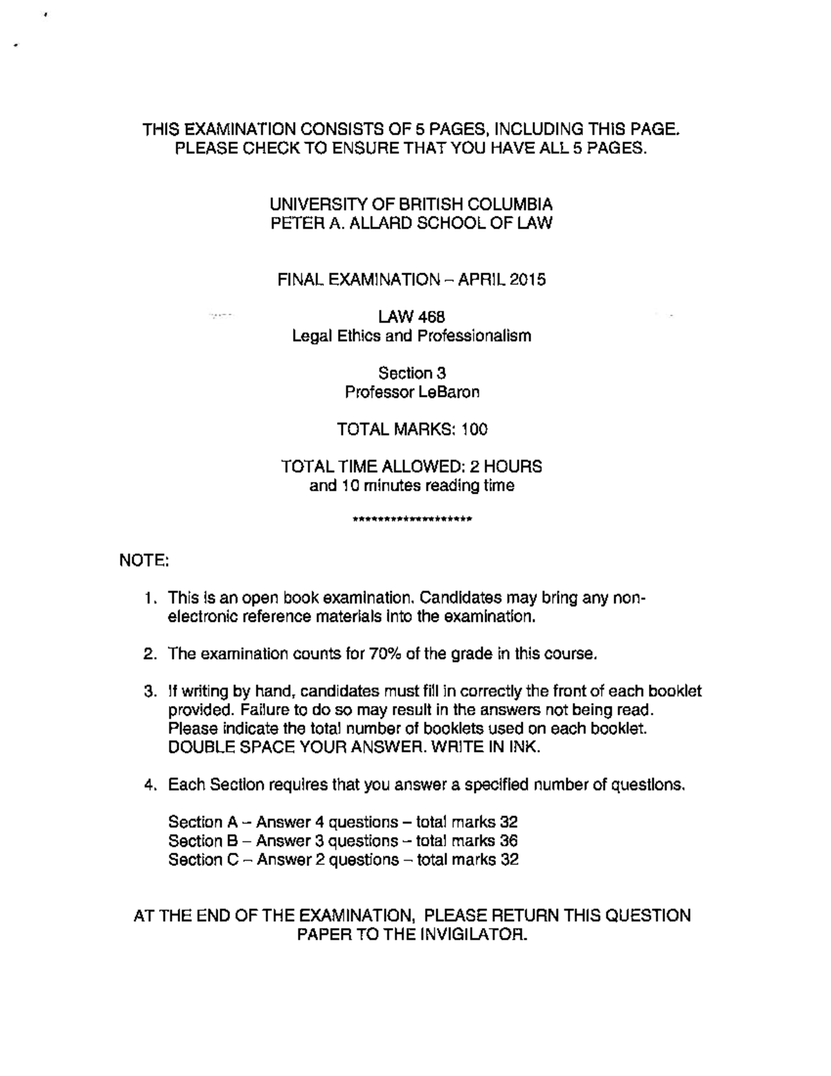 Exam April 2015 Questions Section 3 Warning Decodescan Unexpected Mcu Data Current