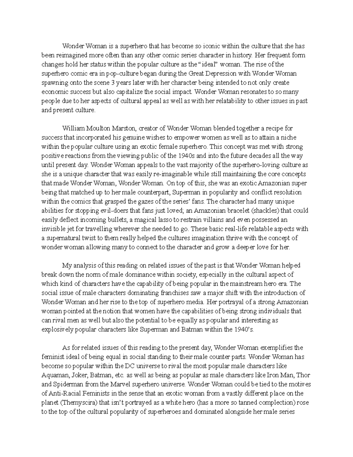 Week 5 Analysis for Religion and Popular Culture - Wonder Woman is a ...