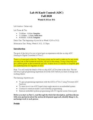 Lab7 - lab - Lab #7 Light and Sound Control (PWM) ECE 266, Spring 2021 ...