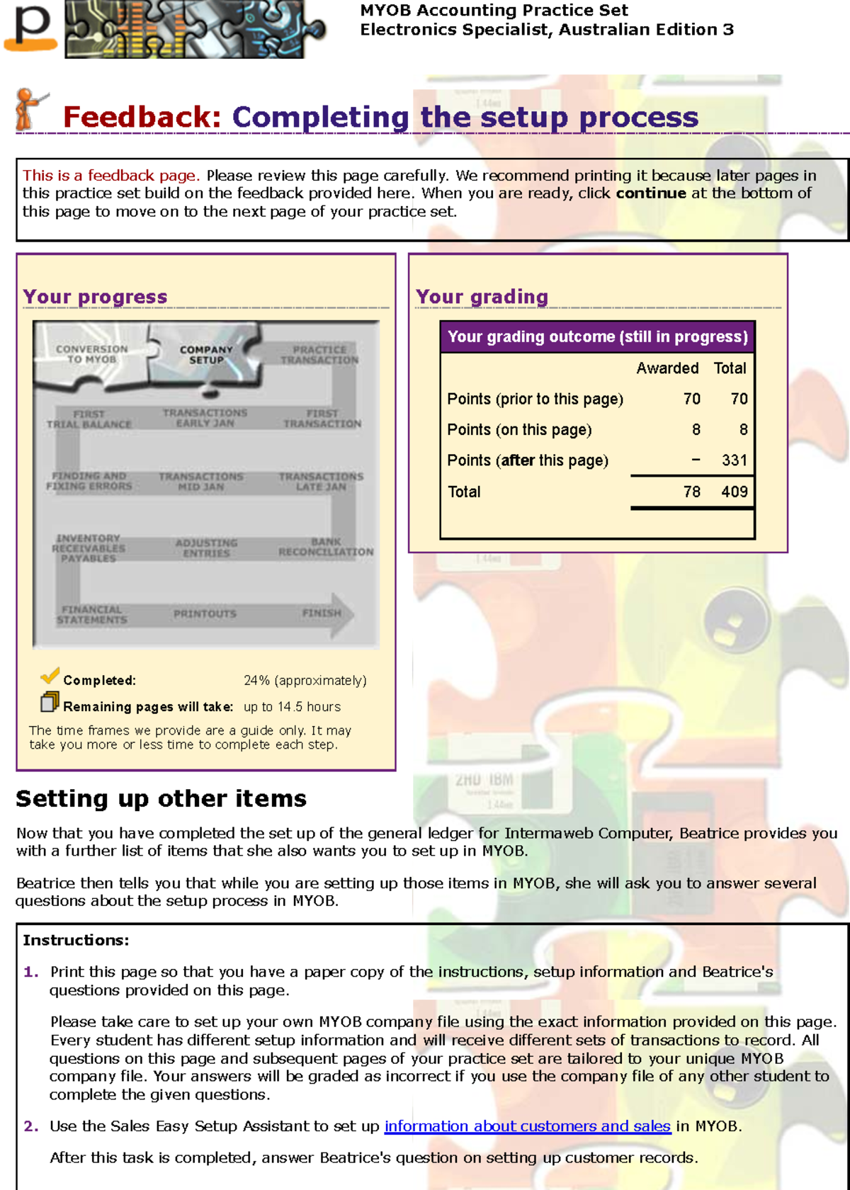 Completing the setup process - Please review this page carefully. We ...