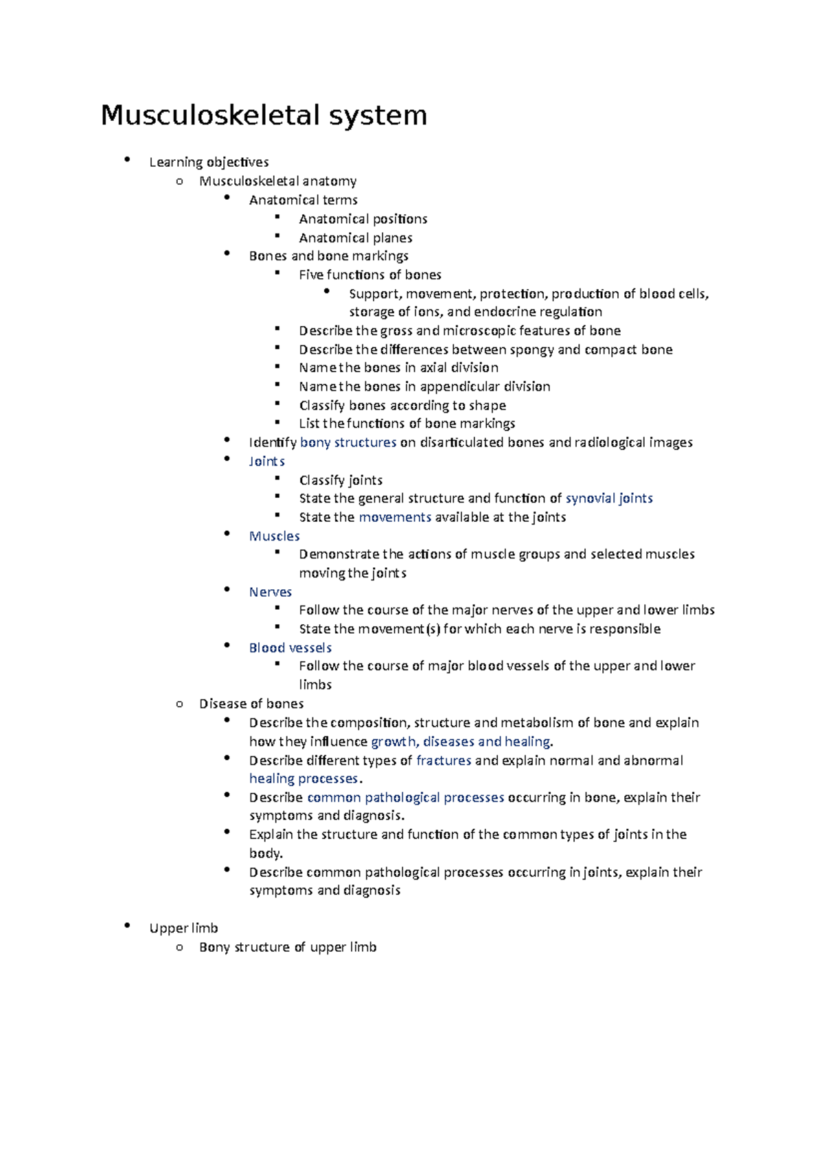 Musculoskeletal system - Describe different types of fractures and ...
