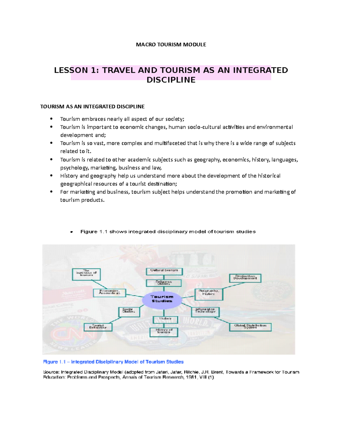 Macrotourism reviewer - MACRO TOURISM MODULE LESSON 1: TRAVEL AND ...
