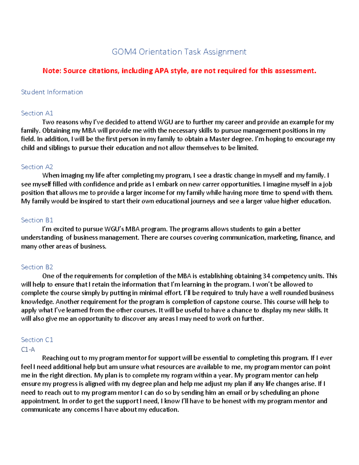 Orientation Task B. Hawkins - GOM4 Orientation Task Assignment Note ...