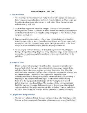 QHT1 Task 4 - Task 4 - Business Management Tasks - QHT1 Task 4 Arrianna ...