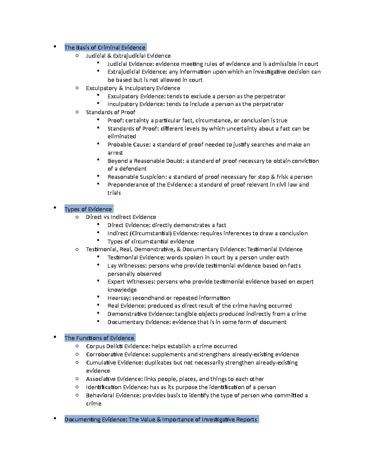 Ch. 3 - Notes - The Basis of Criminal Evidence o Judicial ...