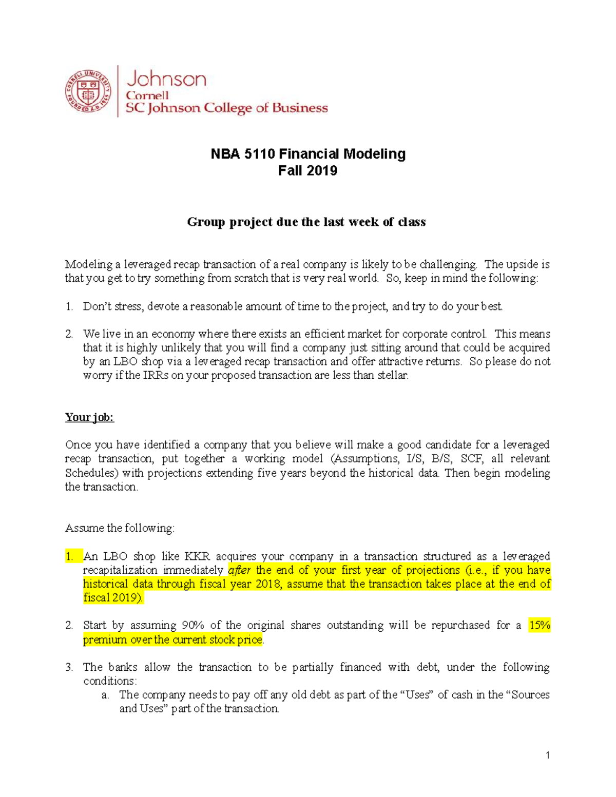Final group project-2 - NBA 5110 Financial Modeling Fall 2019 Group ...