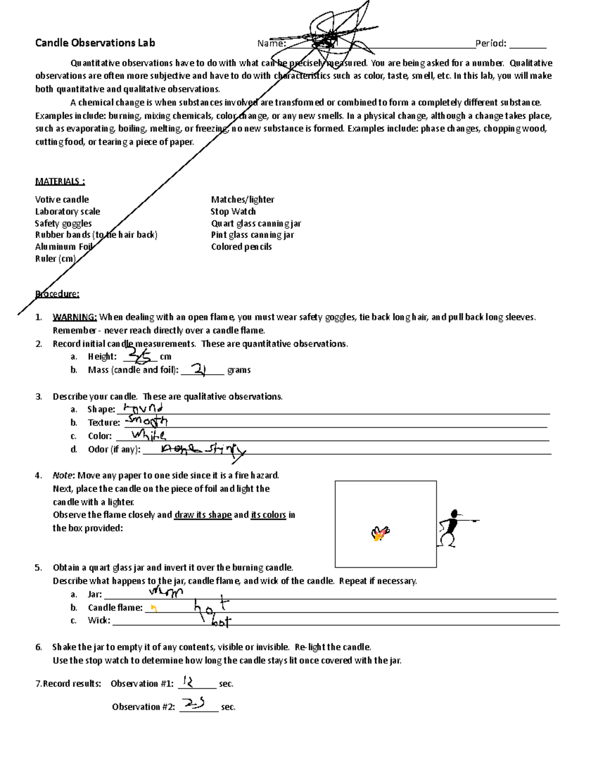 Phys Sci Ch 2 Candle Obs LAB (1).docx - Candle Observations Lab Name: - Studocu
