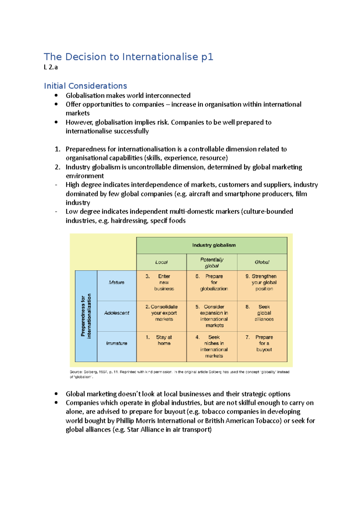 The Decision to Internationalise p1 - Companies to be well prepared to ...