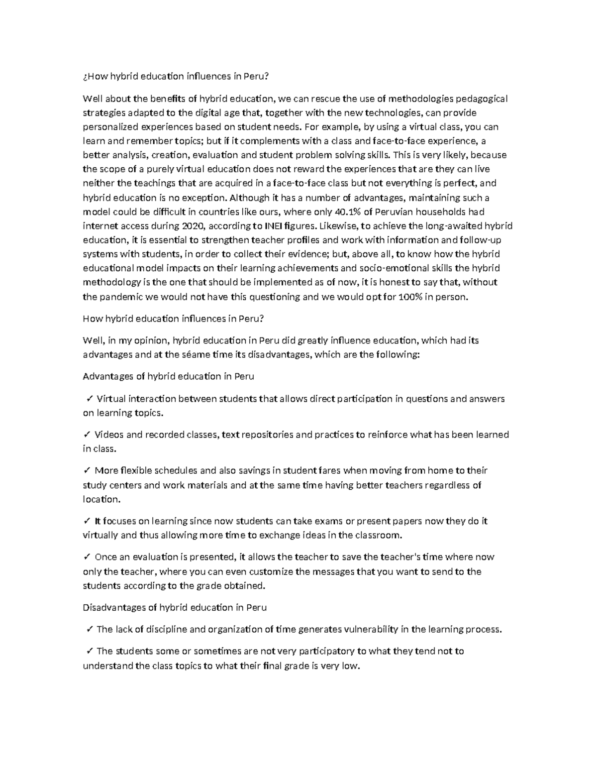 How hybrid education influences in Peru FORO DE Ingles - ¿How hybrid ...