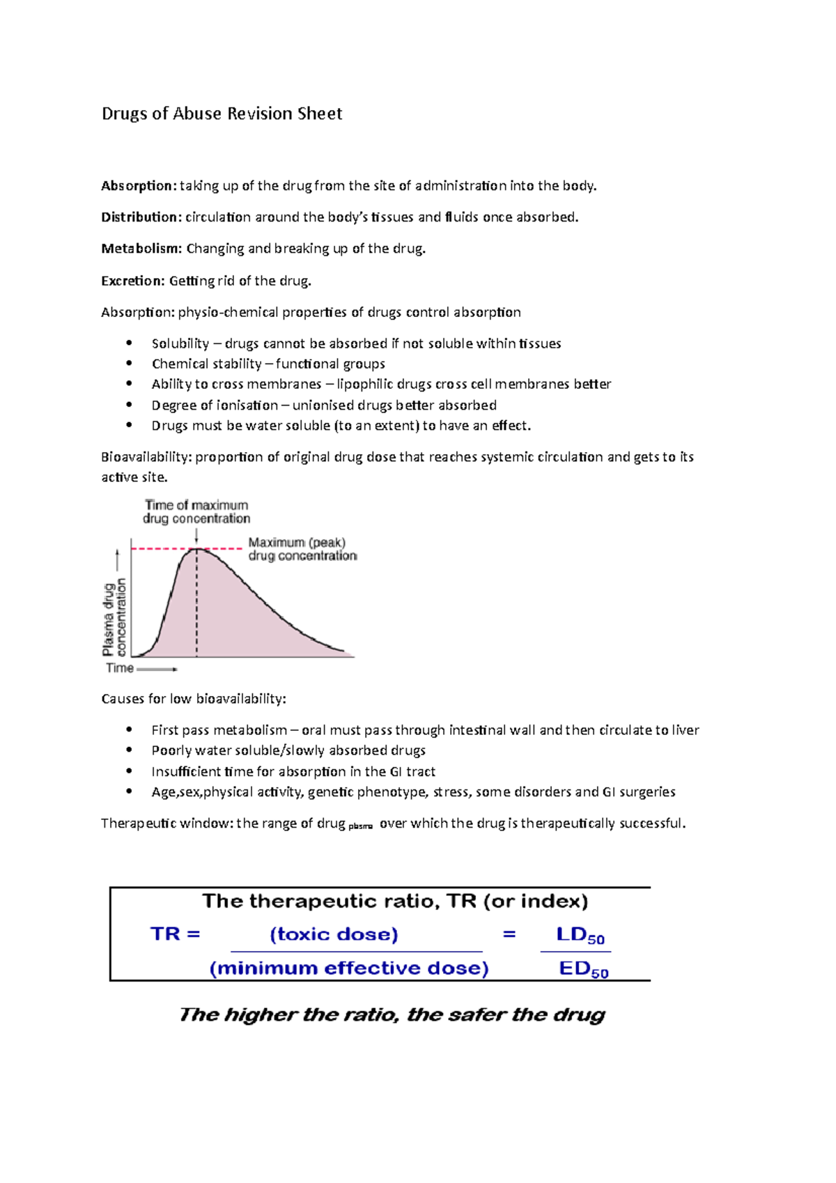 Drugs of abuse revision - Distribution: circulation around the body’s ...