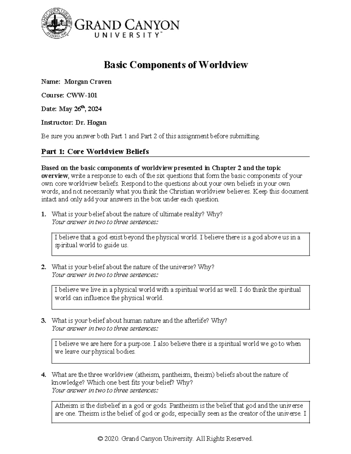 CWV 101 301 RS T1Basic Components Of Worldview Morgan Craven - Basic ...