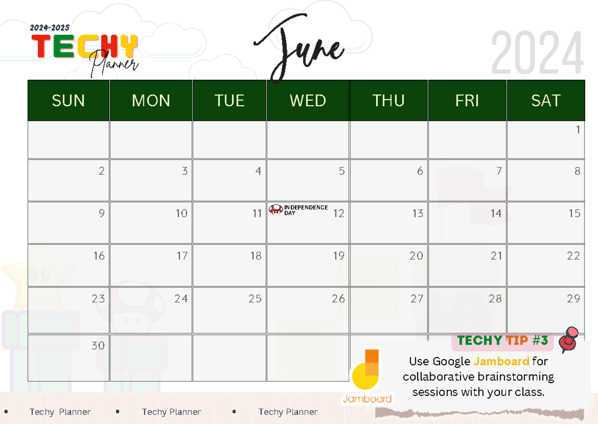 Techy Planner Calendar - PT 2 - 1 2 3 4 5 6 7 8 9 10 11 12 13 14 15 16 ...