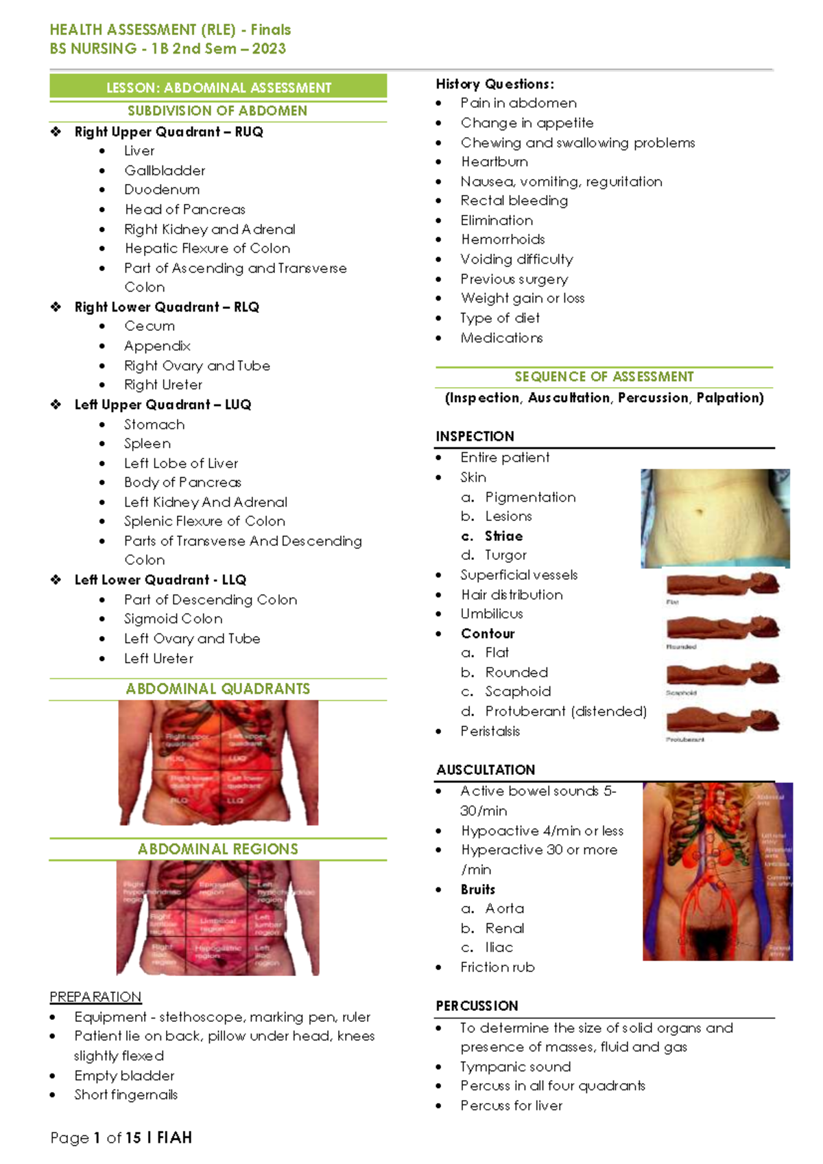 Harle-Finals 1 - BS NURSING - 1B 2nd Sem – 2023 LESSON: ABDOMINAL ...