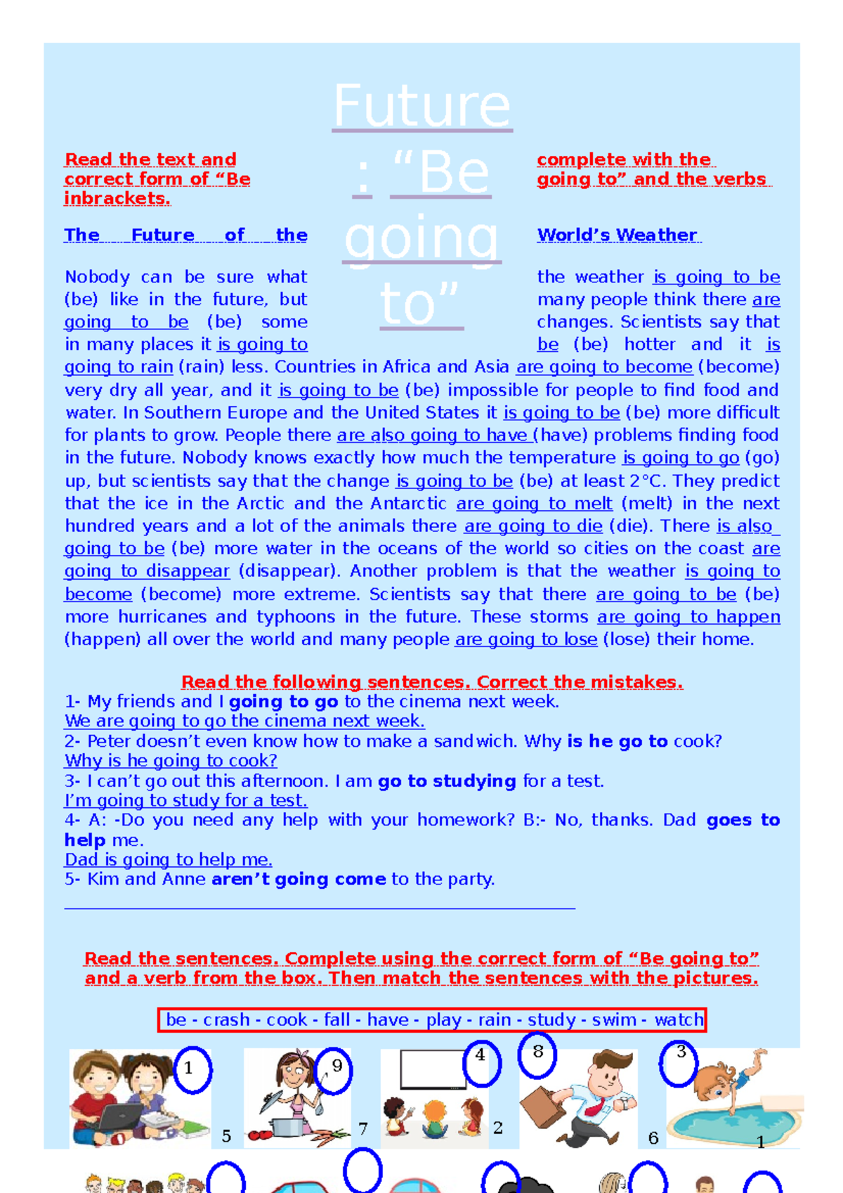 Going to reading 123 - Read the text and complete with the correct form ...