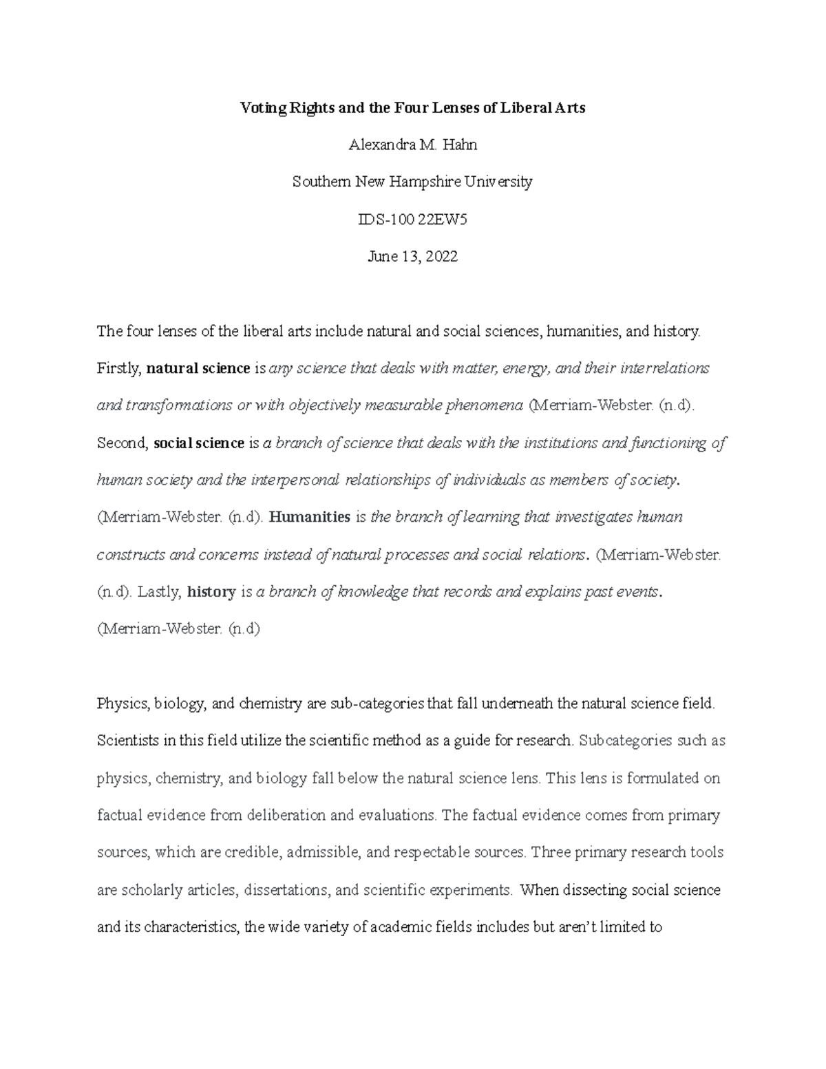 7-1 Project- Voting Rights - Voting Rights and the Four Lenses of ...