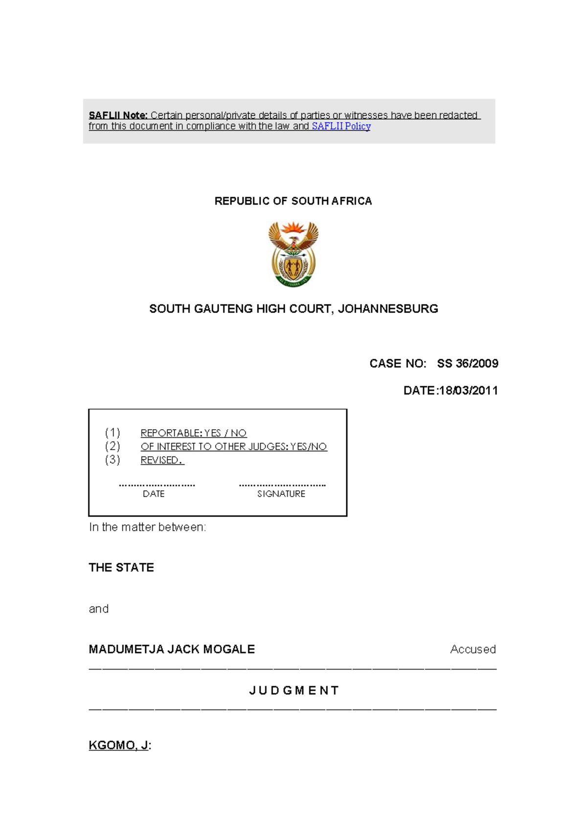 57. Criminal law cases summary - SAFLII Note: from this document in ...