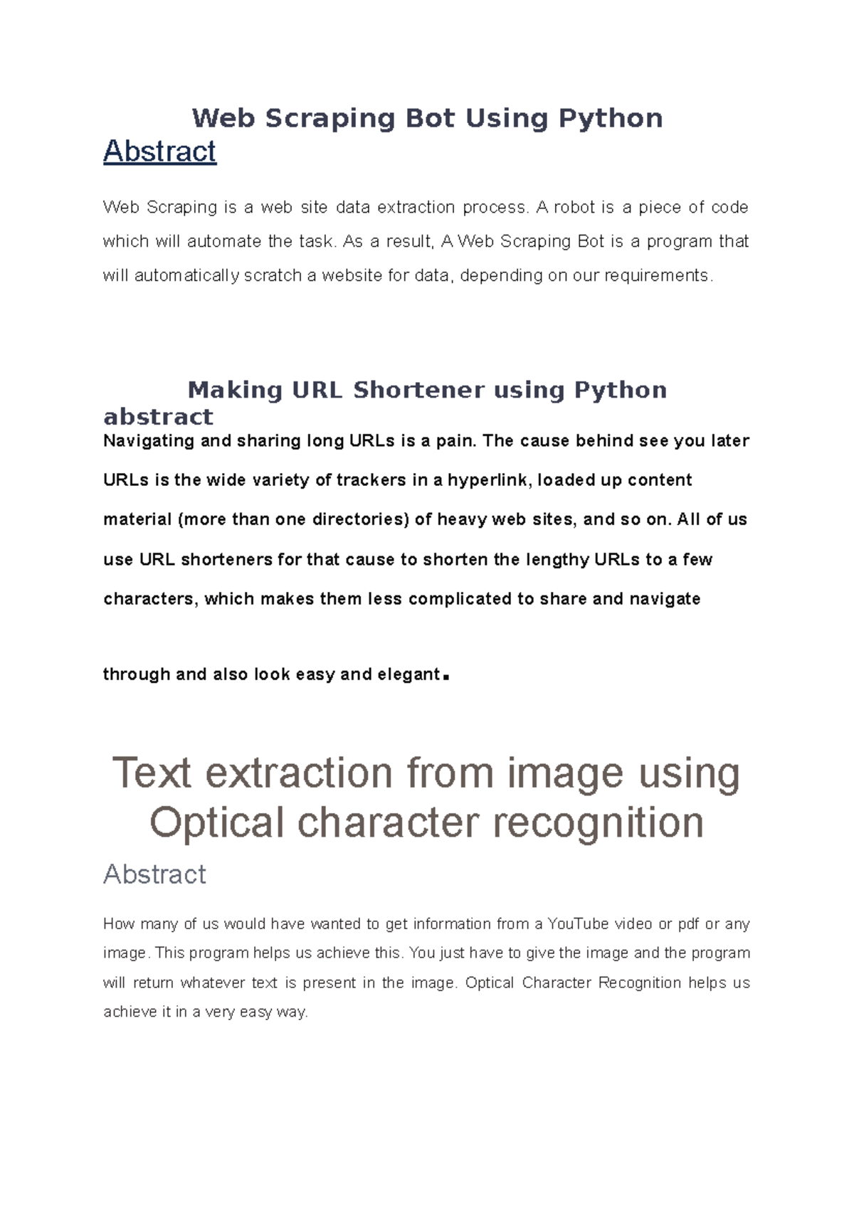 Abstract - fvf - Web Scraping Bot Using Python Abstract Web Scraping is ...