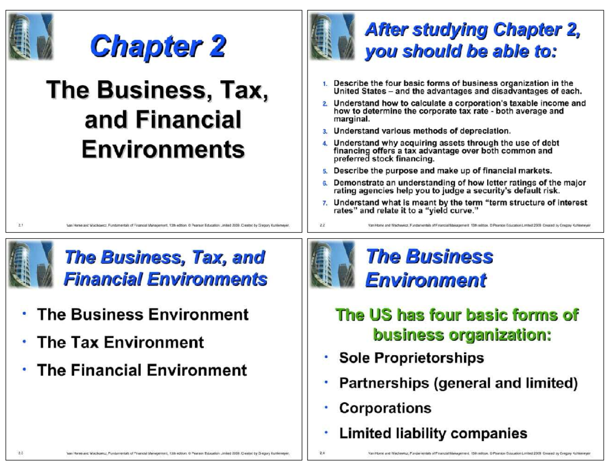 Chap 2 The Business, Tax and Financial Environment - Financial Risk ...