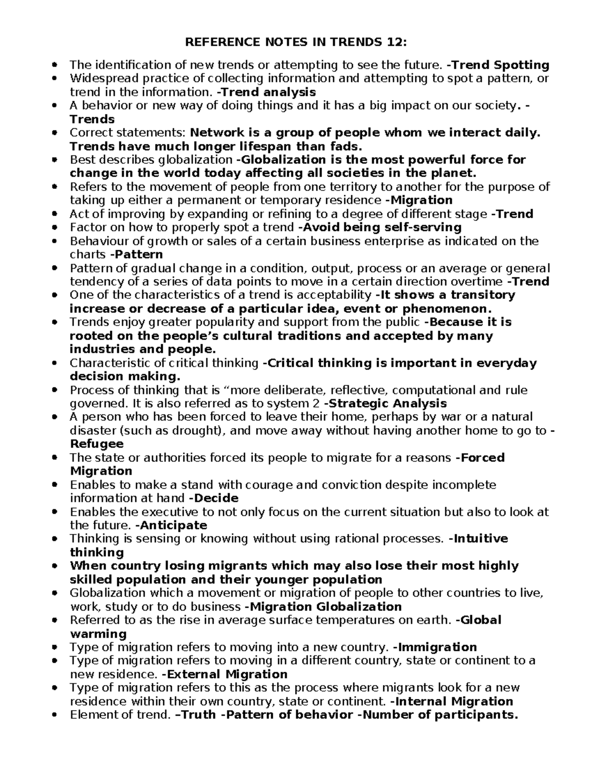 Reference Notes IN Trends 12 - REFERENCE NOTES IN TRENDS 12: The ...