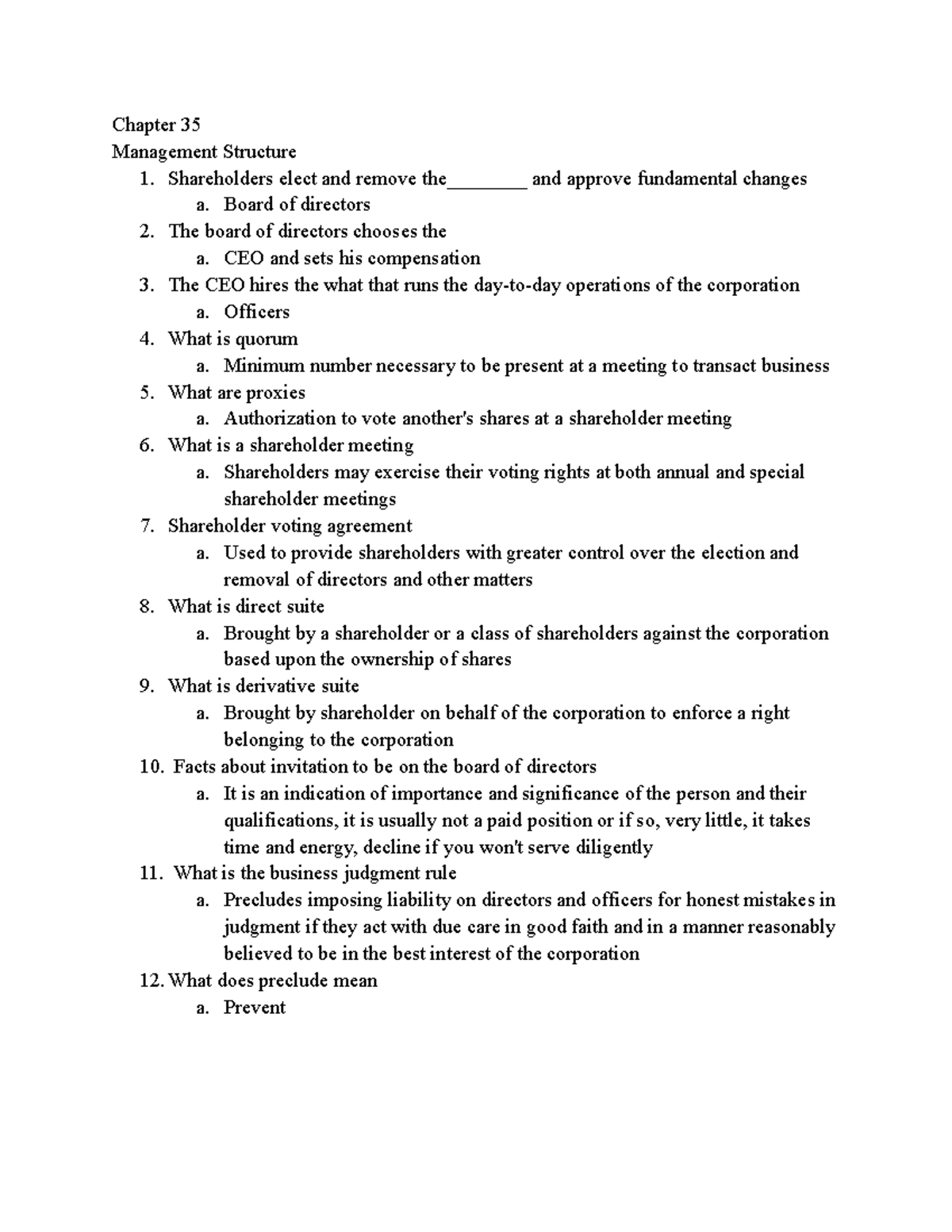 Chapter 35 - Practice Questions - Chapter 35 Management Structure 1 ...