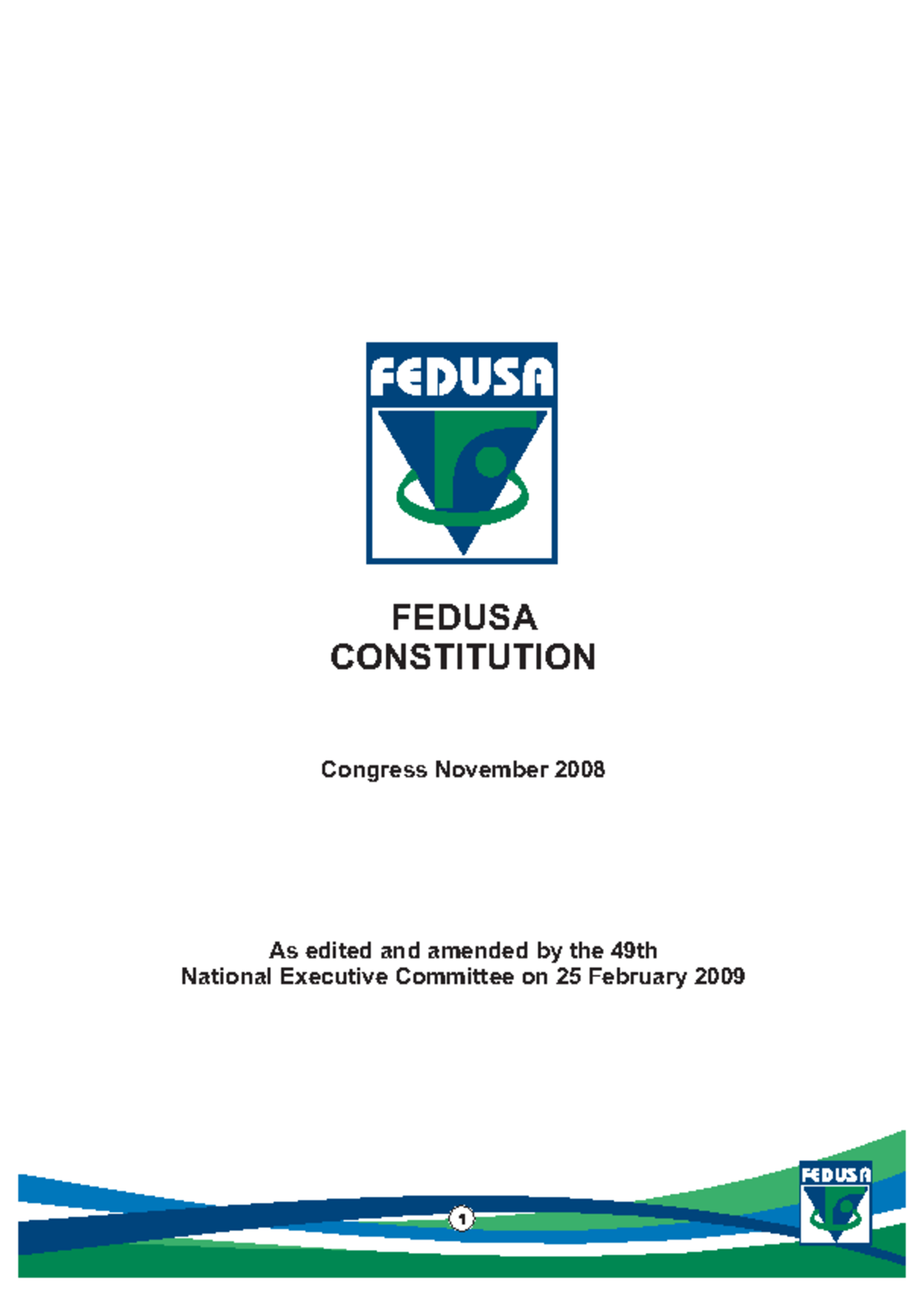 Fedusa Constitution A5 Booklet 07july - FEDUSA FEDUSA CONSTITUTION ...
