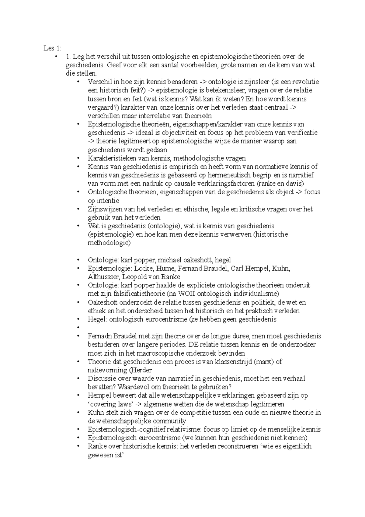 Proef/oefen tentamen 16 Oktober, vragen en antwoorden - Les 1: • 1. Leg het verschil uit tussen ...