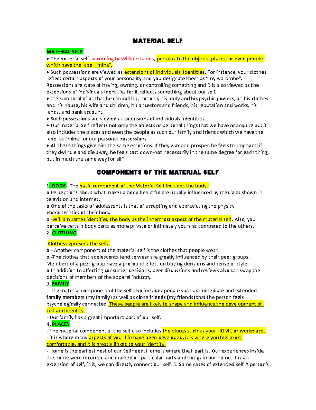 Reviewer IN UTS AND Ritph - MATERIAL SELF MATERIAL SELF The material ...