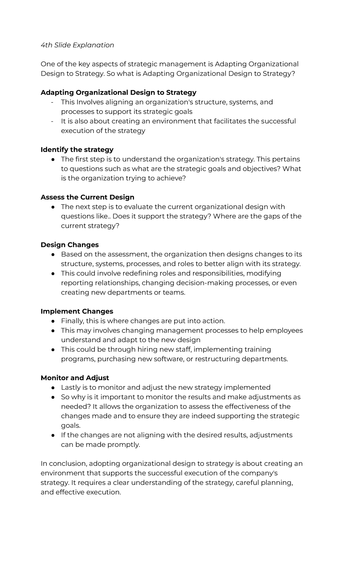 StratMan: Strategic Implementation - 4th Slide Explanation One of the ...