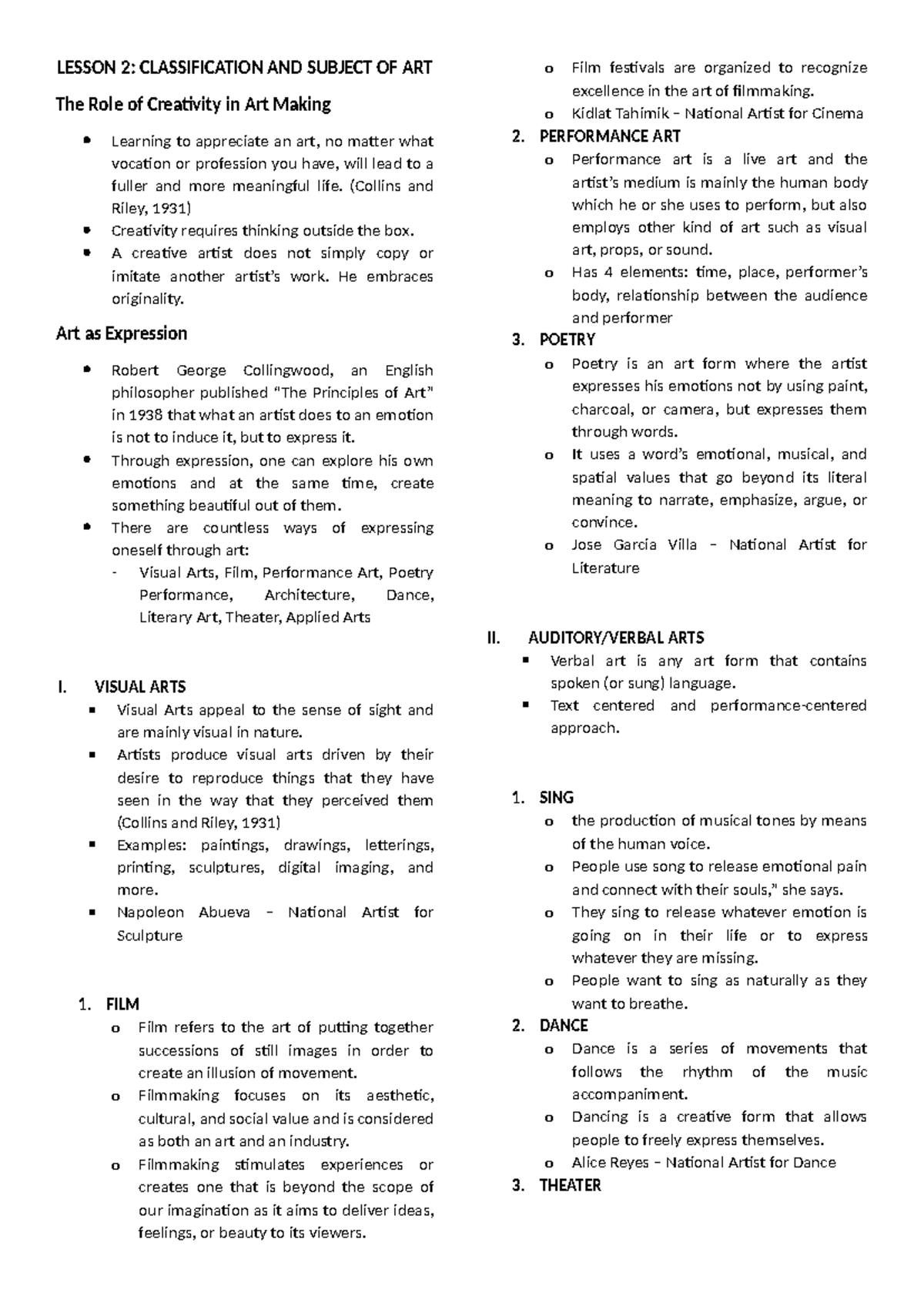 ART APP - LESSON 2: CLASSIFICATION AND SUBJECT OF ART The Role of ...