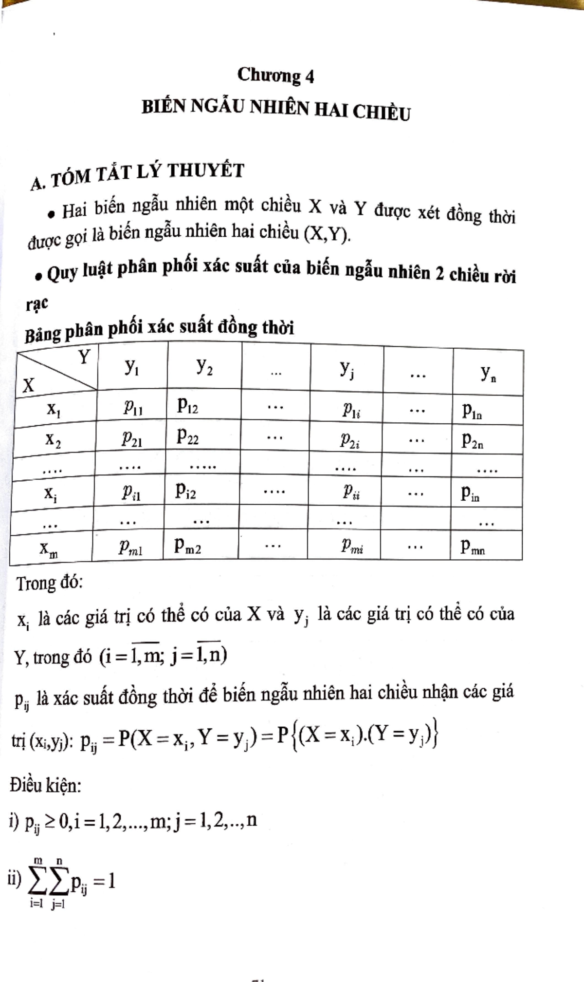 CHƯƠNG-4 - mnmmn - Chtrong JC .. " BIEN NGAU NHIEN HAI CBIEU A. r6M TAT LY THUYET Hai biSn ngdu ...
