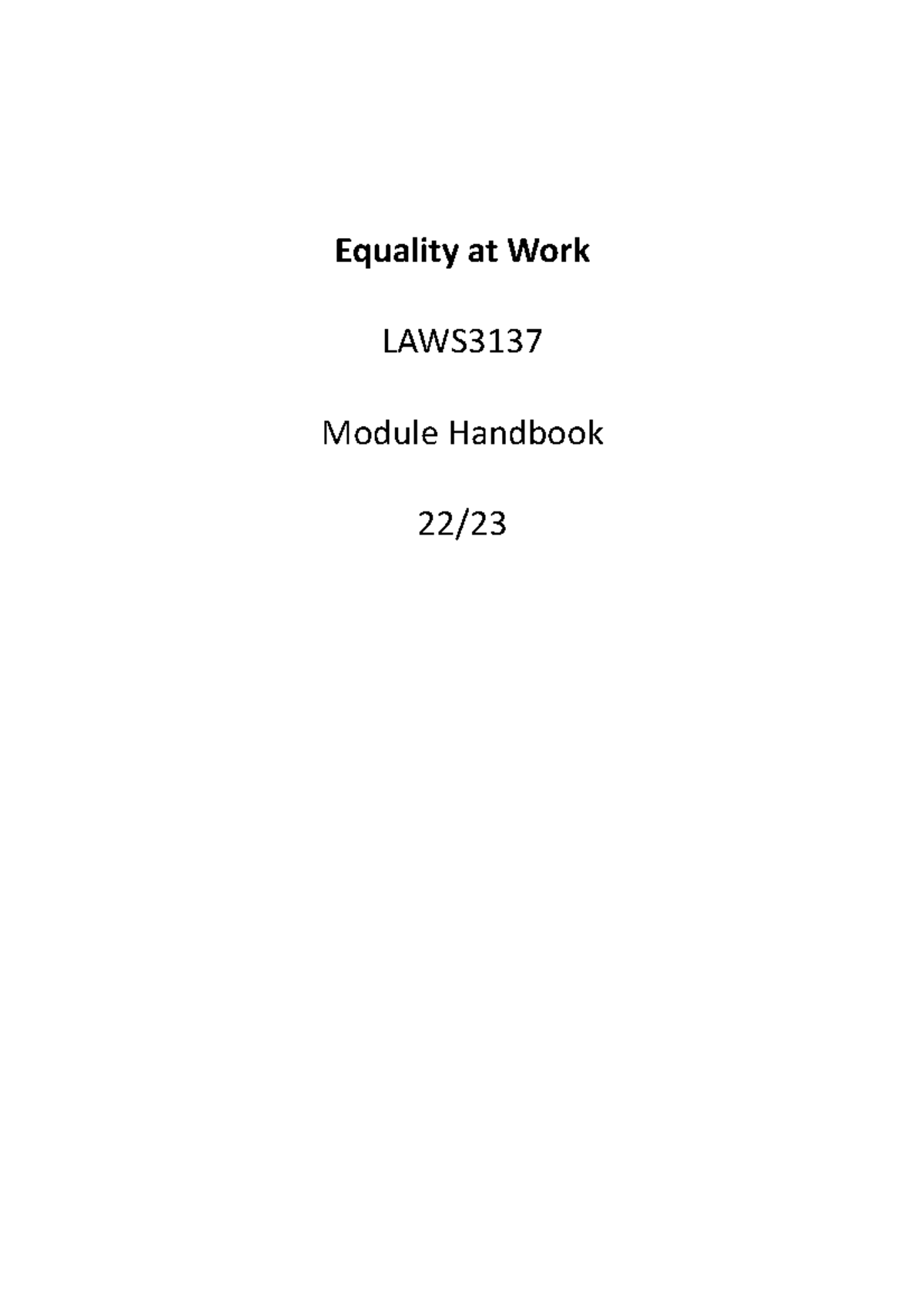 Equality at Work Module Handbook 22 23 - Equality at Work LAWS Module ...