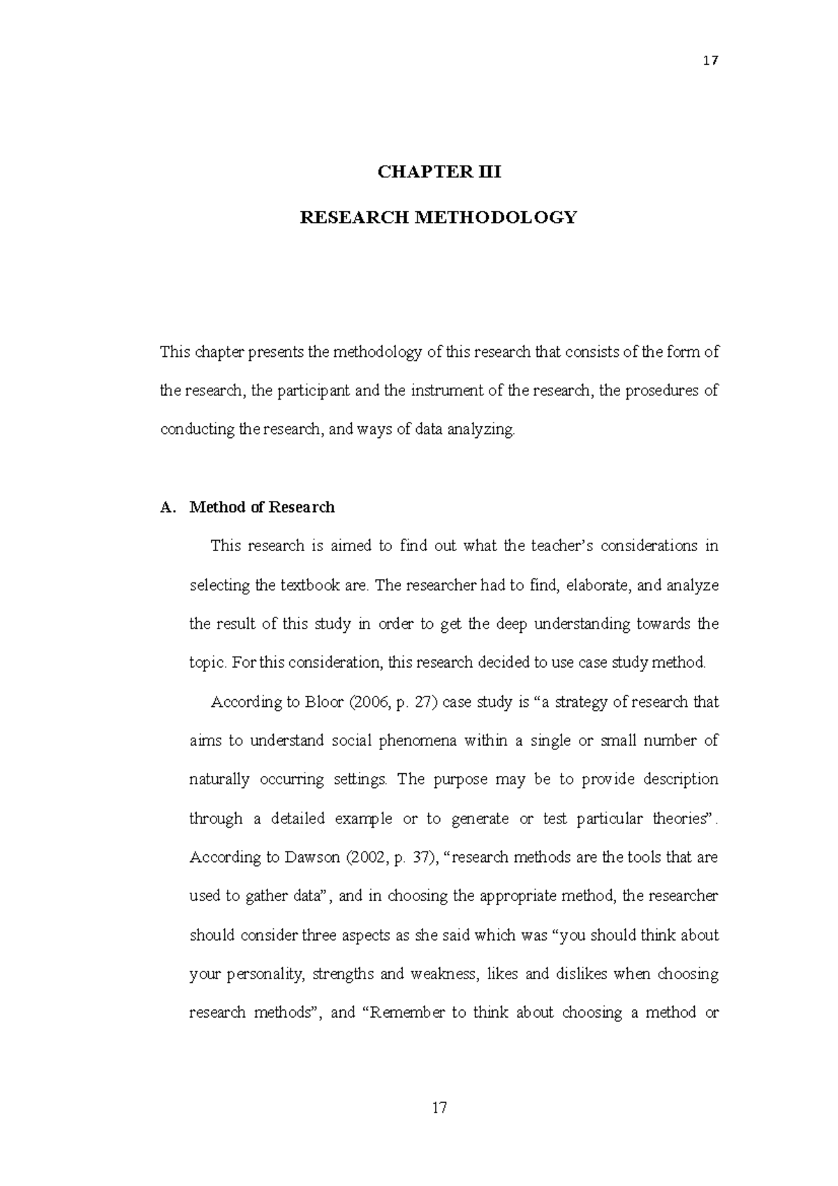 Chapter III - TEACHER’S CONSIDERATIONS IN SELECTING TEXTBOOK (A Case ...