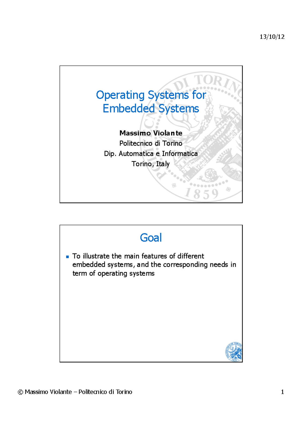 04 Oses Part 1 Lecture Note Operating Systems For Embedded Systems Massimo Violante