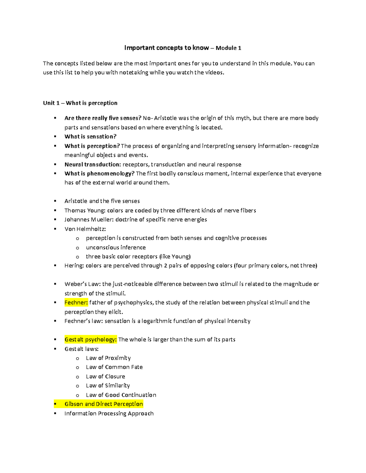 UIUC Exam 1 Module 1 Study Guide - Important concepts to know – Module 1 The concepts listed ...