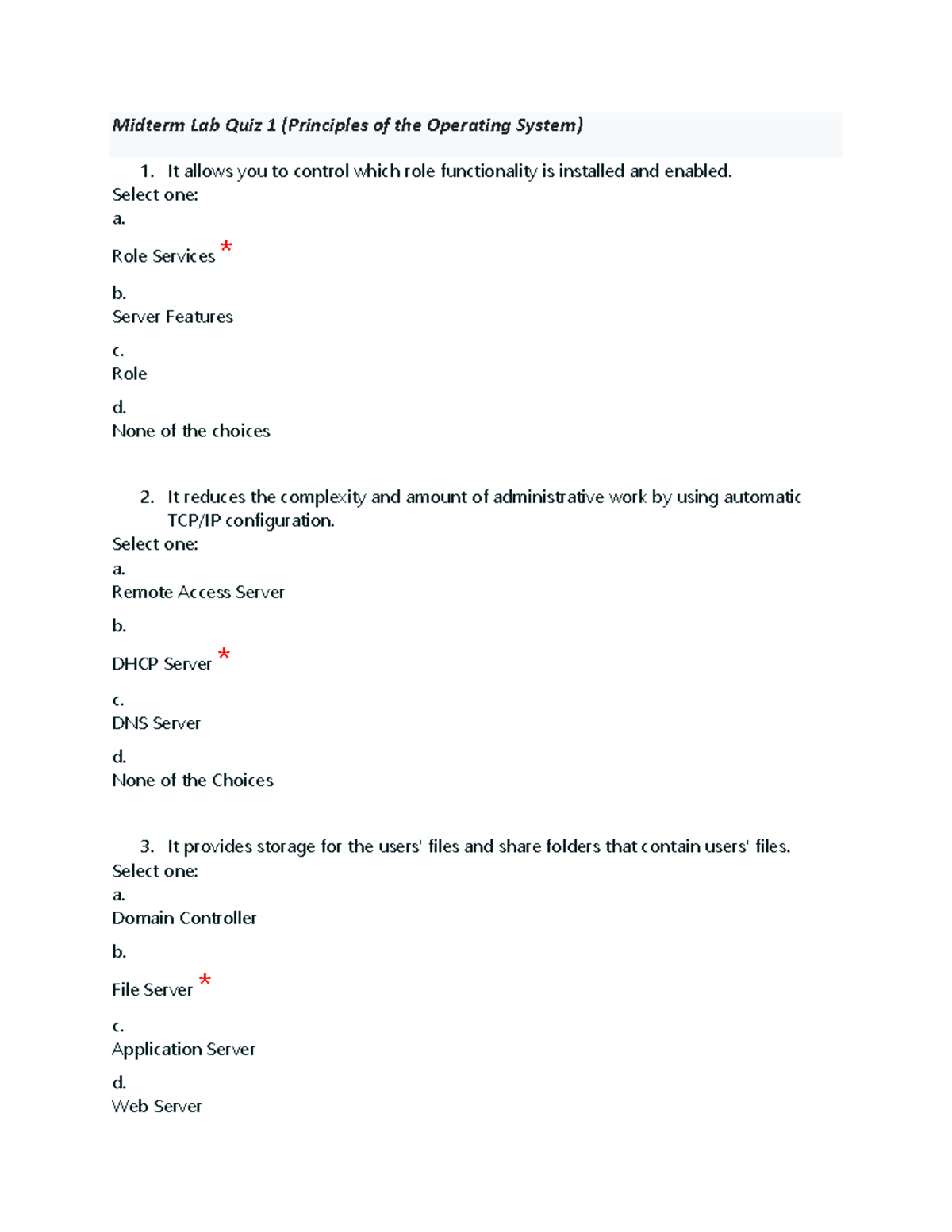 Midterm Lab Quiz 1(POS) - Midterm Lab Quiz 1 (Principles of the Operating System) It allows you ...