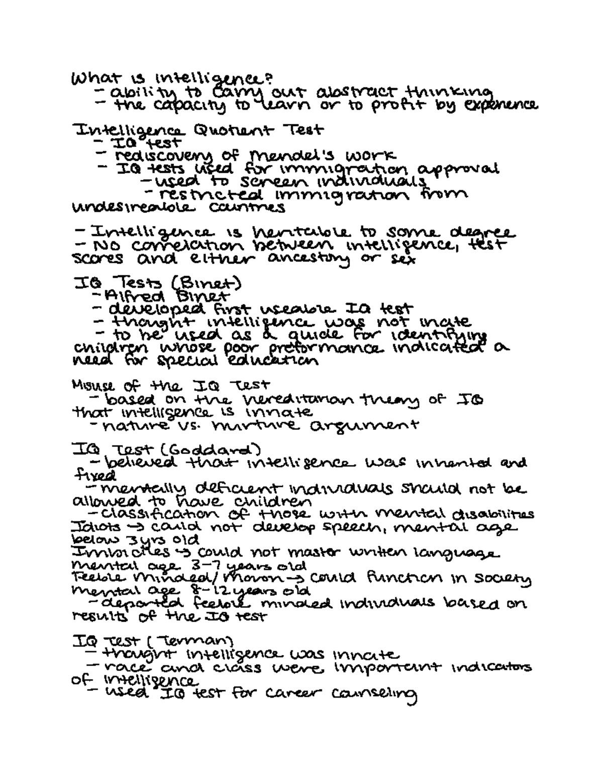 Intelligence - Lecture notes 10 - What is intelligence ability to carry ...